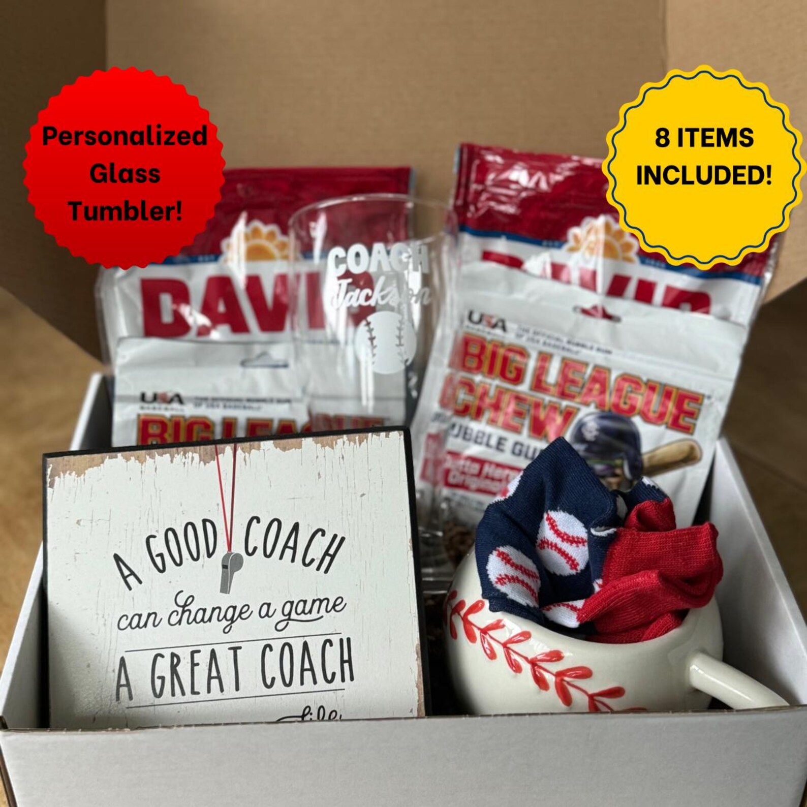 Personalized Baseball Coach Gift Package Box, Baseball Coach Gift ...