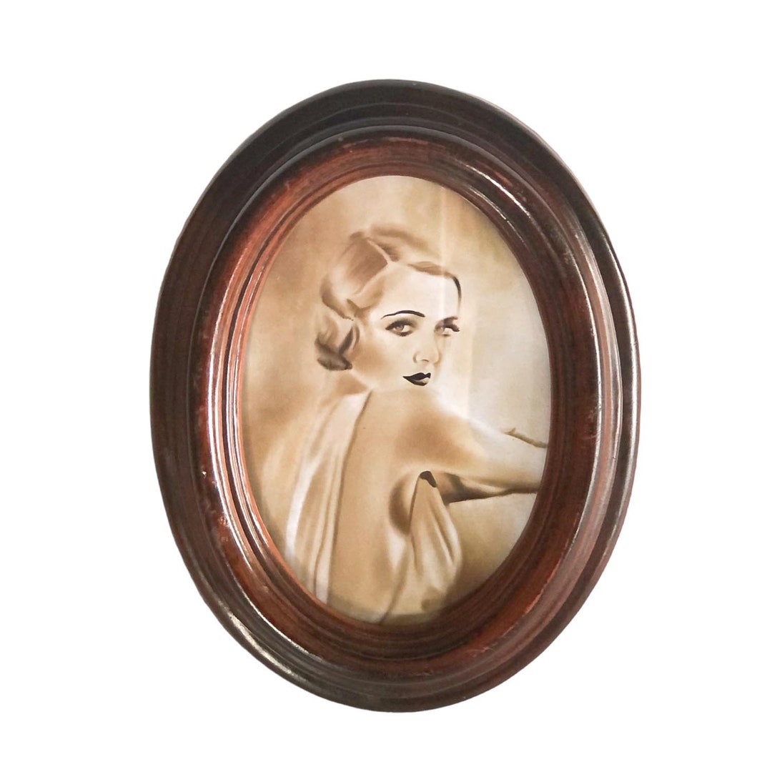 SMALL Vintage Oval Frame With Print Inside - Etsy