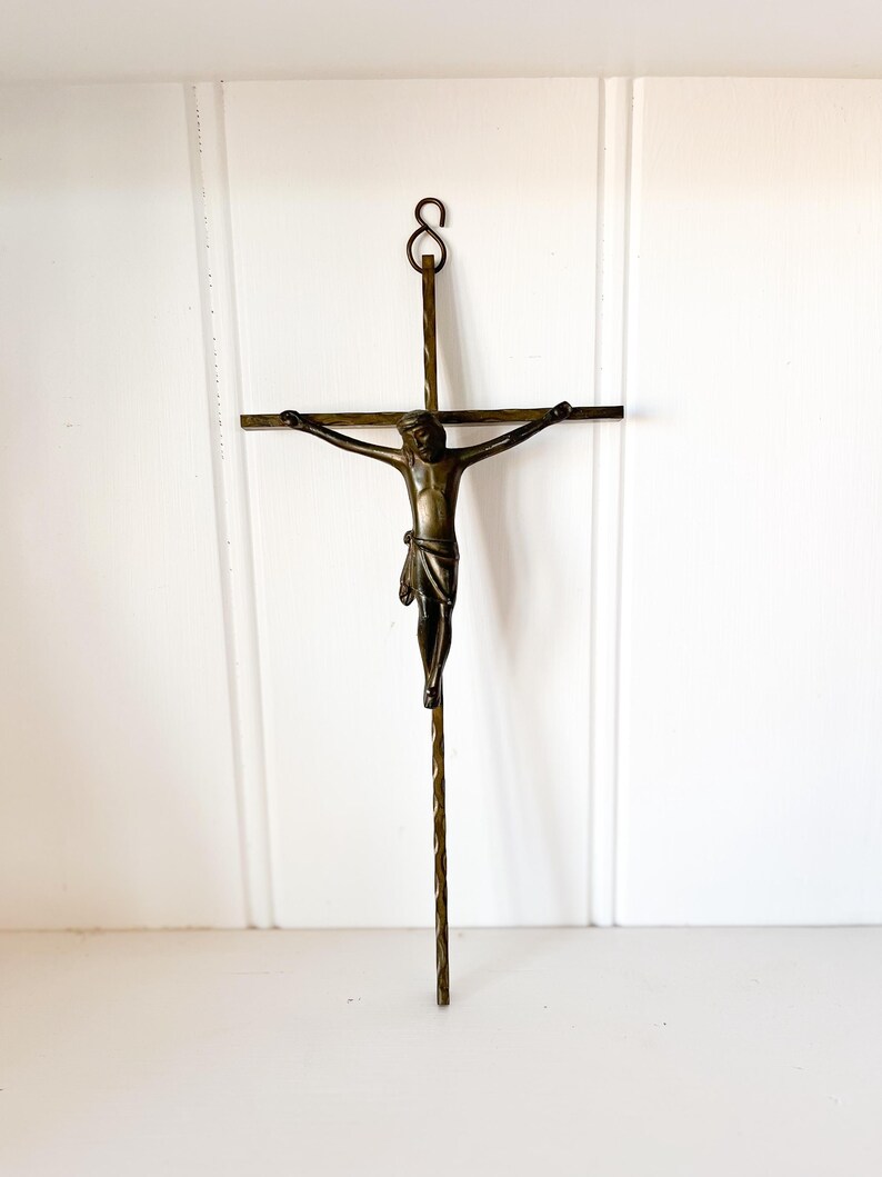 Vintage Brass Hanging Crucifix Cross - Etsy