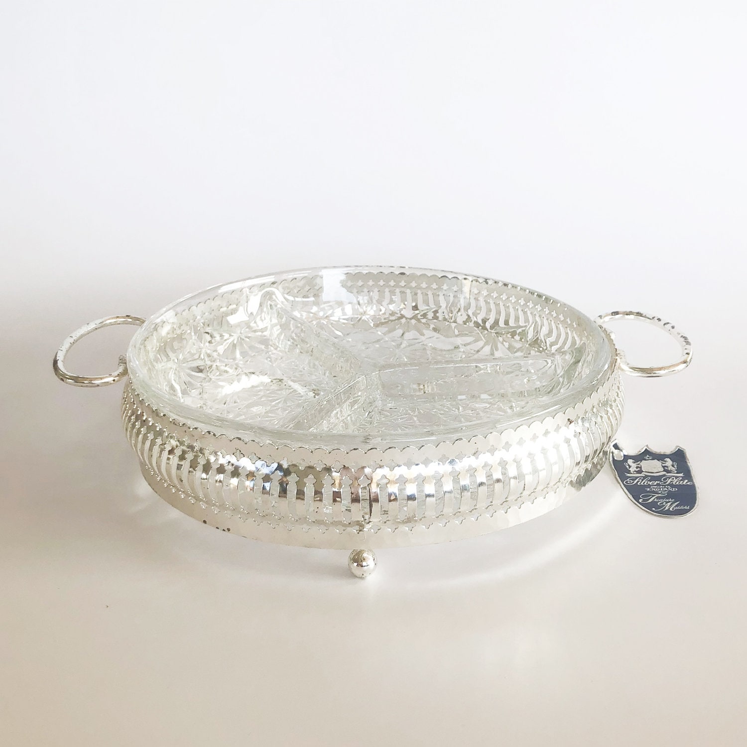 Vintage Serving Platter With Silver Plated Holder - Etsy