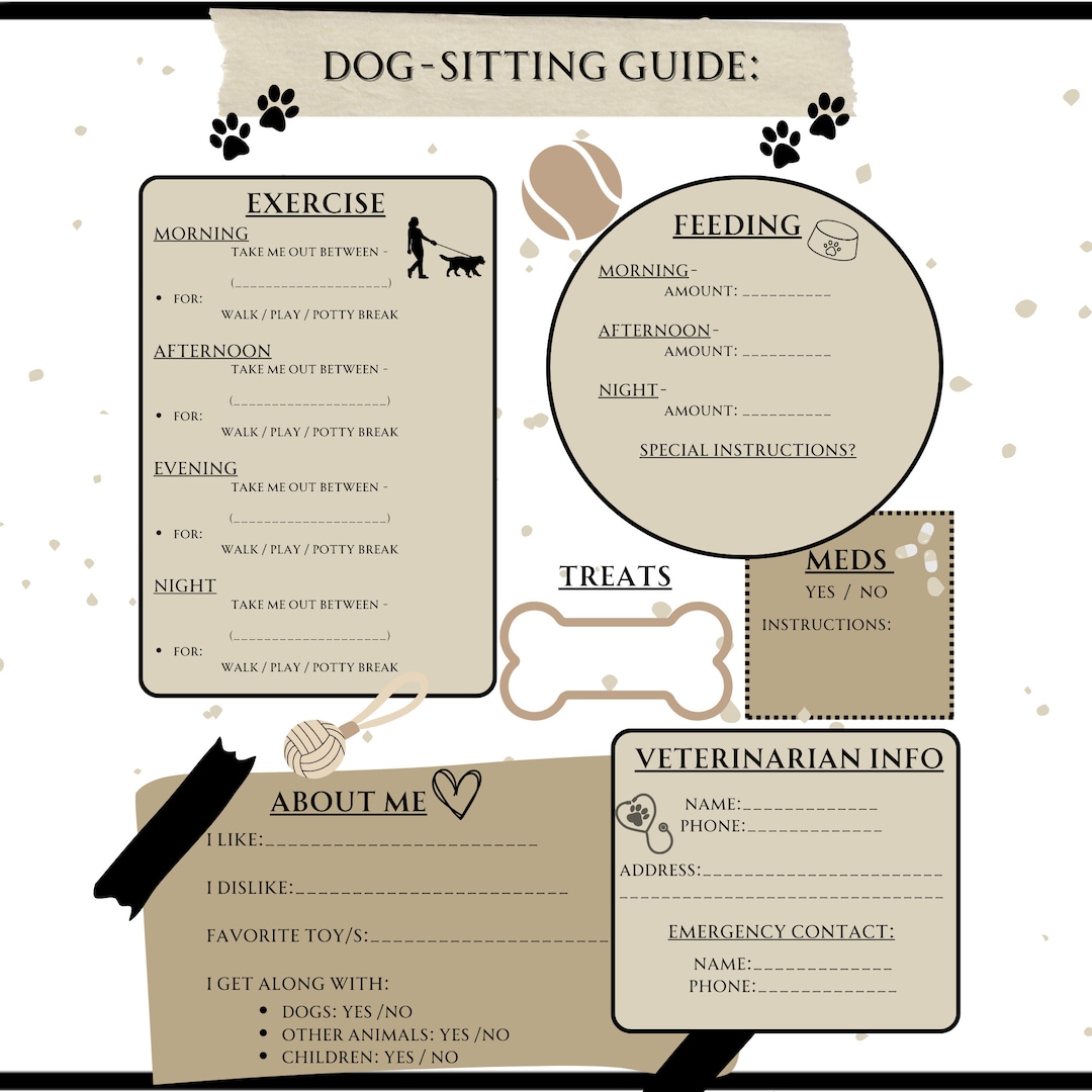 Dog- Sitting Guide, Digital, Printable - Etsy