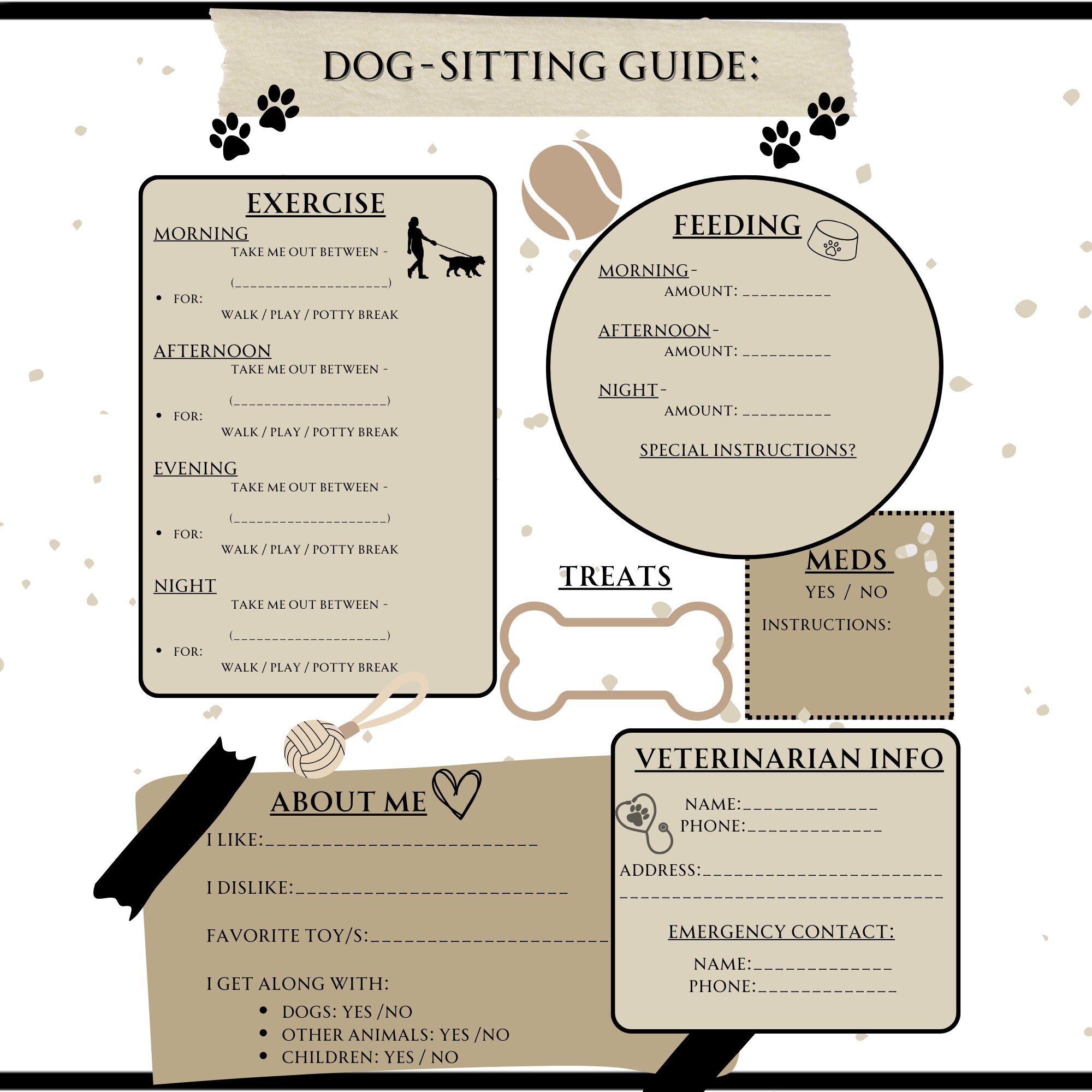 Dog- Sitting Guide, Digital, Printable - Etsy