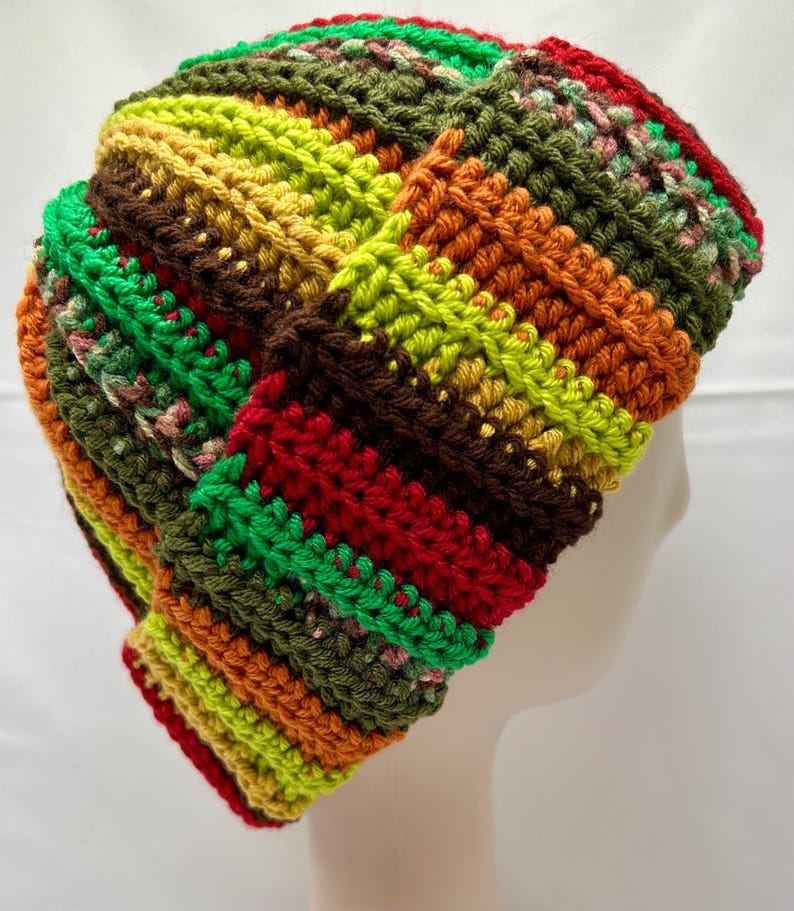 Crochet Scrap Yarn Beanie Earthtone Multicolor Large Adult Size - Etsy