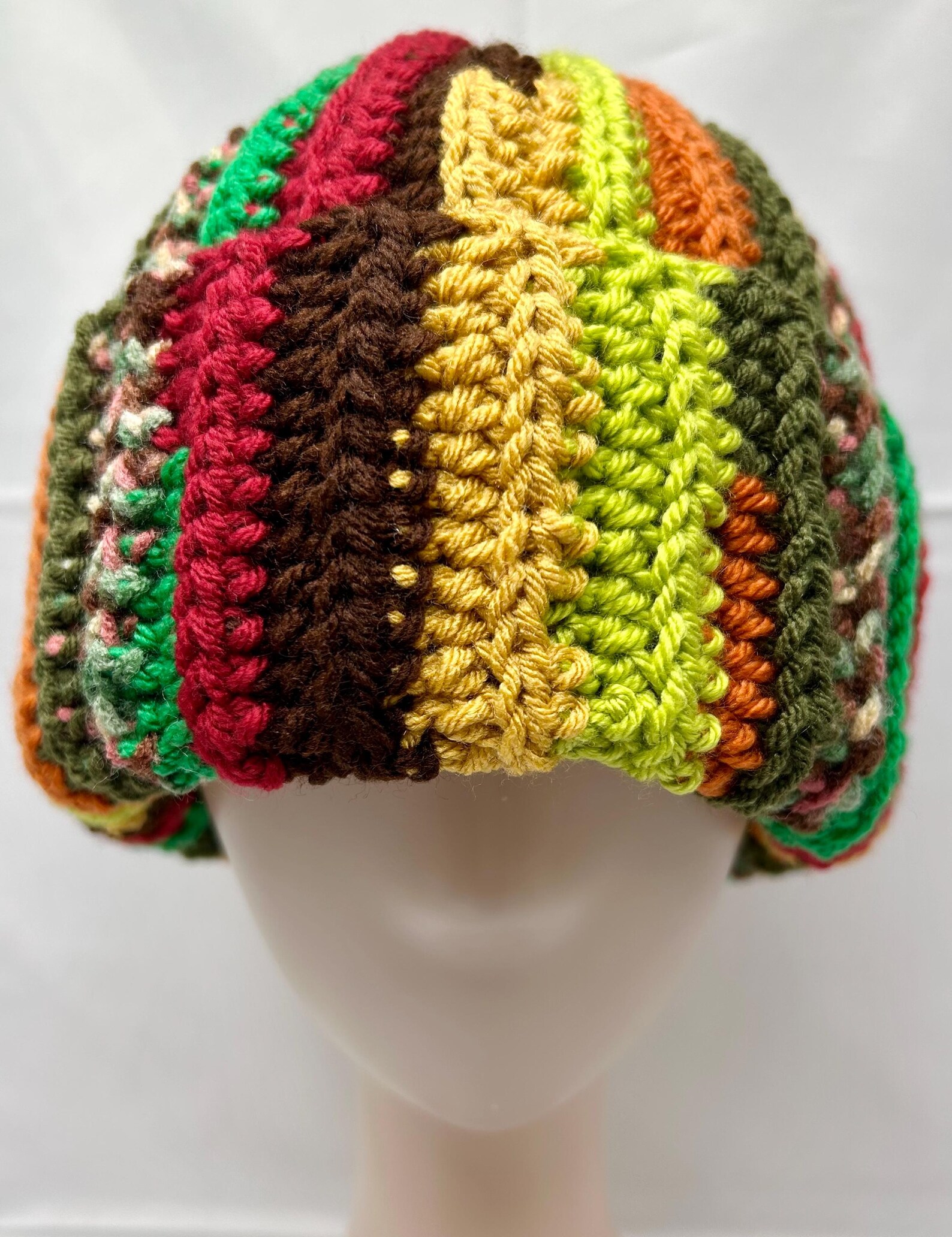 Crochet Scrap Yarn Beanie Earthtone Multicolor Large Adult Size - Etsy