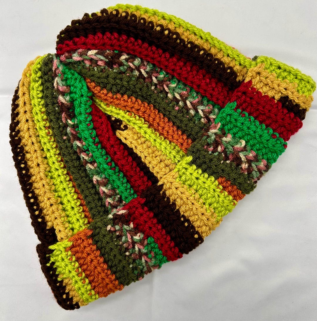 Crochet Scrap Yarn Beanie Earthtone Multicolor Large Adult Size - Etsy