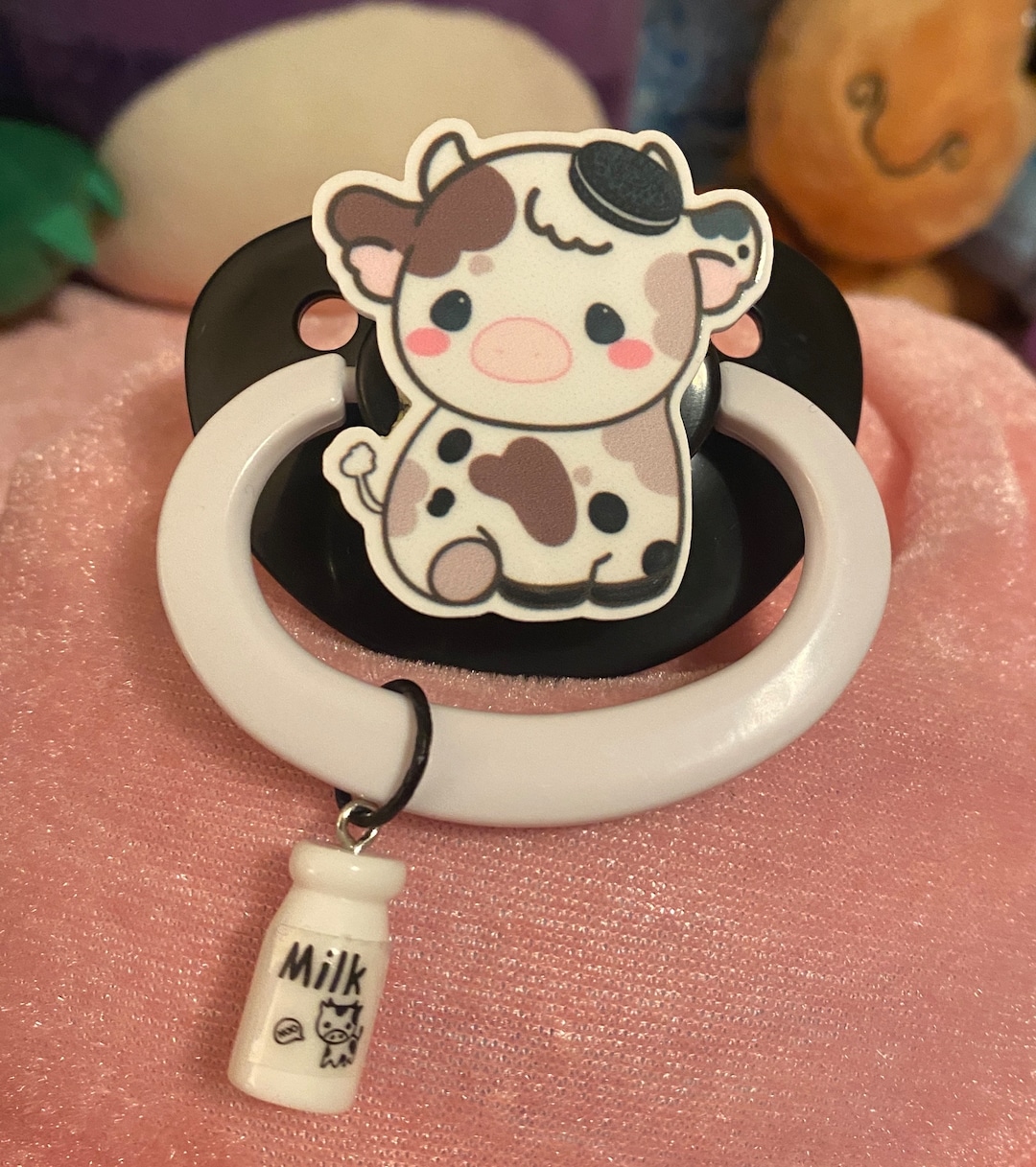 Adult Pacifier cookiesncream Cow With Milk Black and White Paci With ...