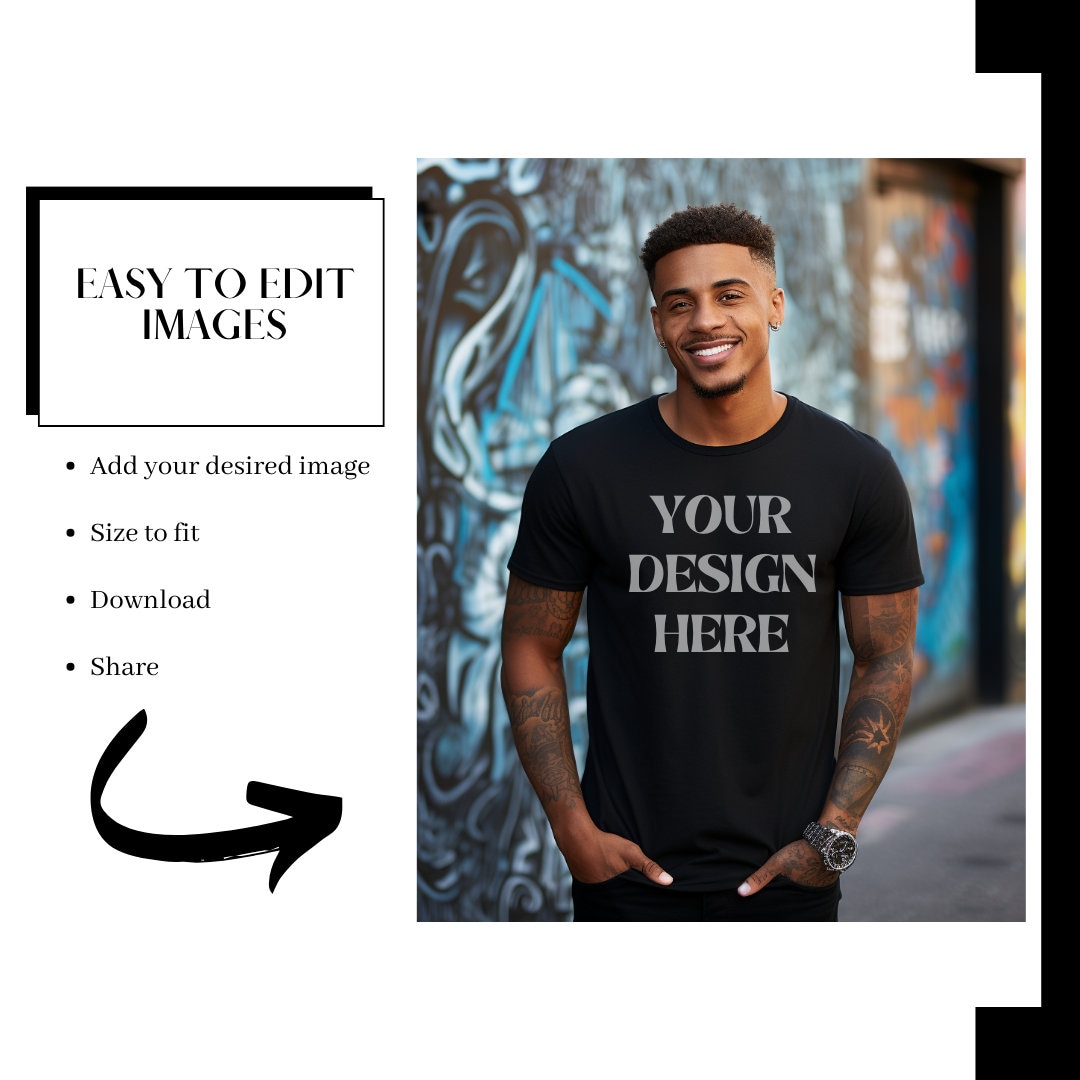 Black Mockups, Black Model Mockup, Male Model, Diverse Mockups, Diverse ...