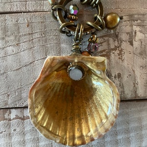 One of a Kind Seashell Necklace With Freshwater Pearl Charms - Etsy