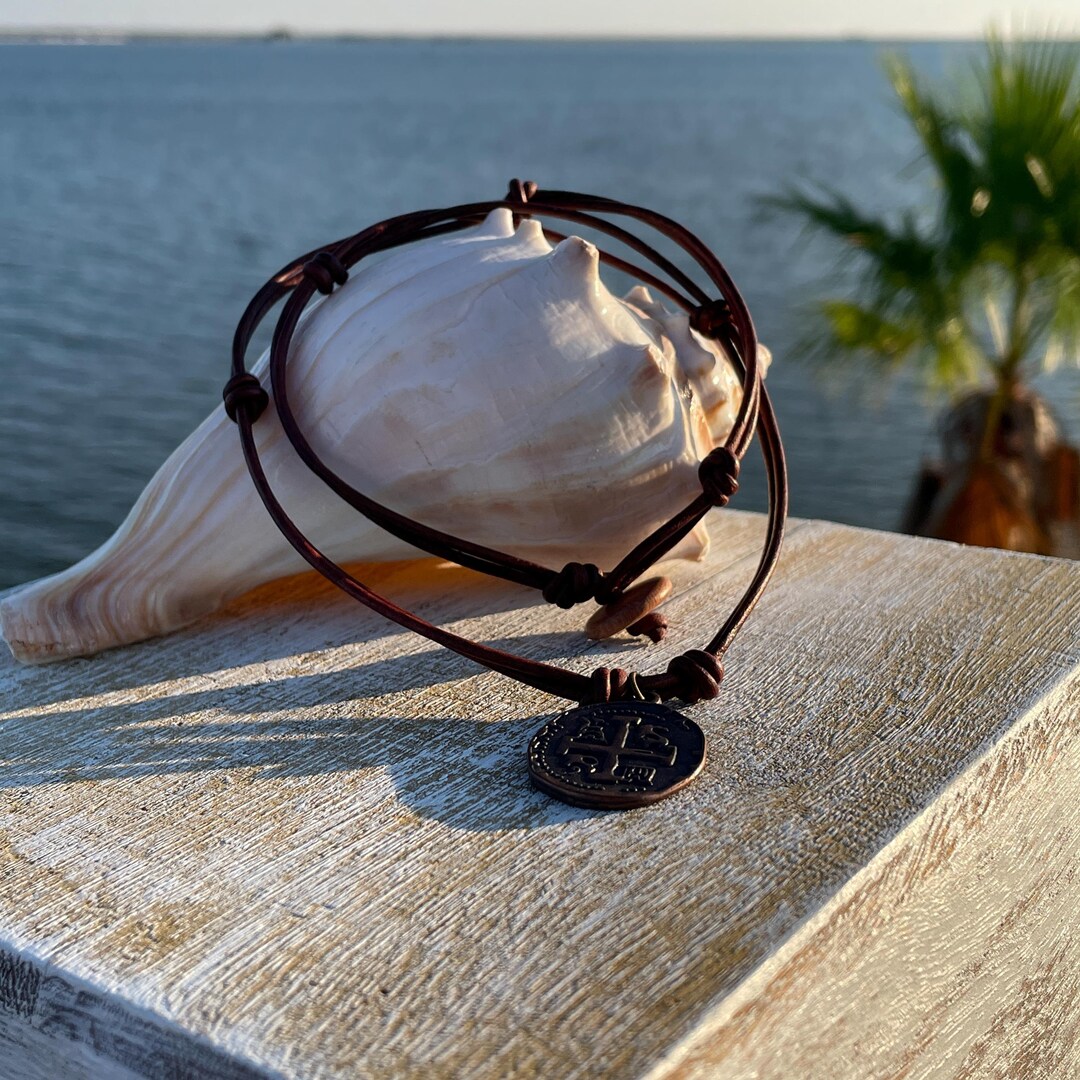 Spanish Coin Replica on Double Strand Leather Cord - Etsy