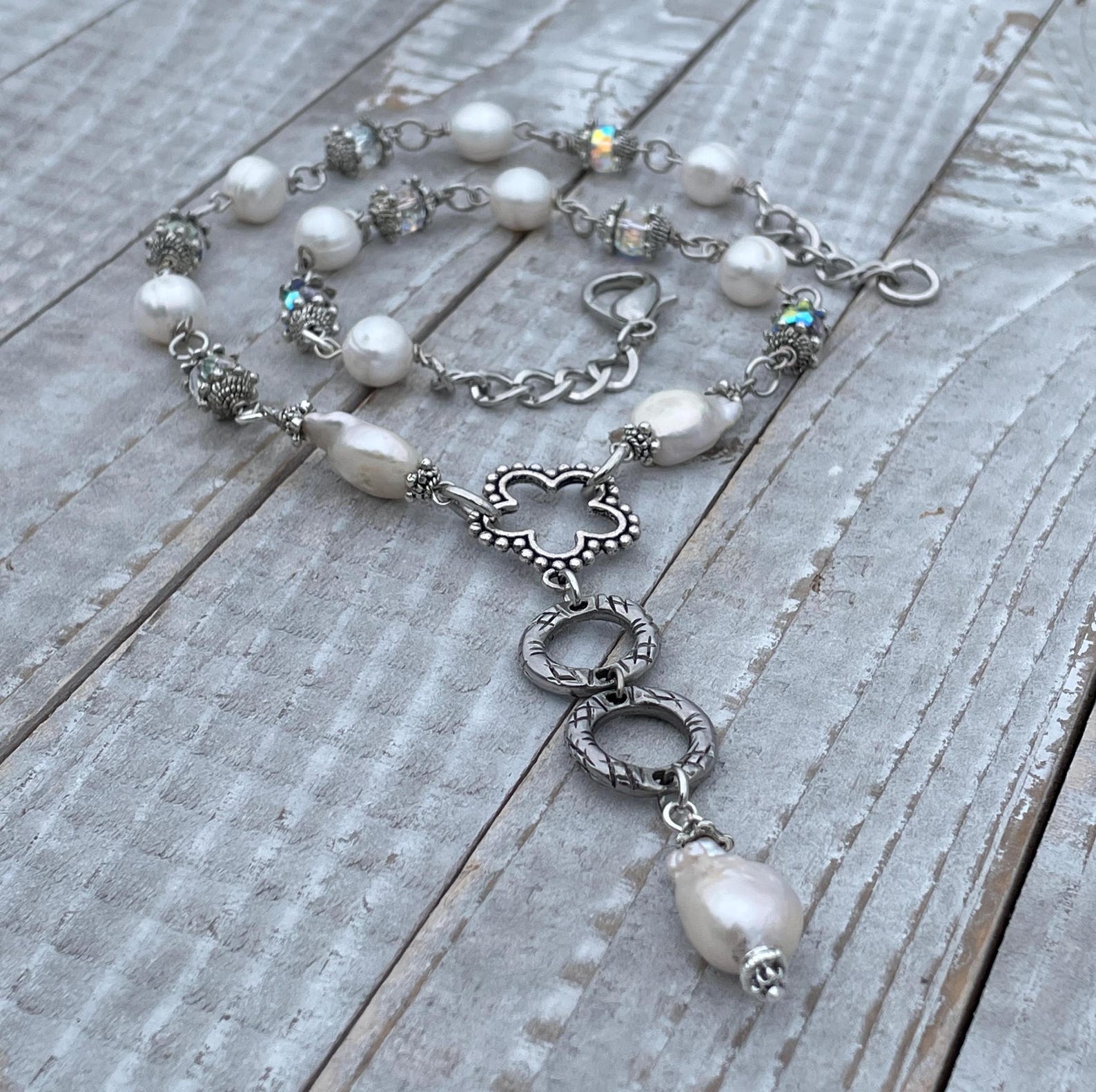 Baroque Pearl Necklace With Crystals Modern Twist on a Classic Pearl ...