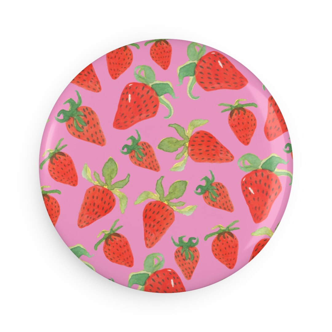Strawberry Pattern Round Magnet, Fridge Magnet - Etsy