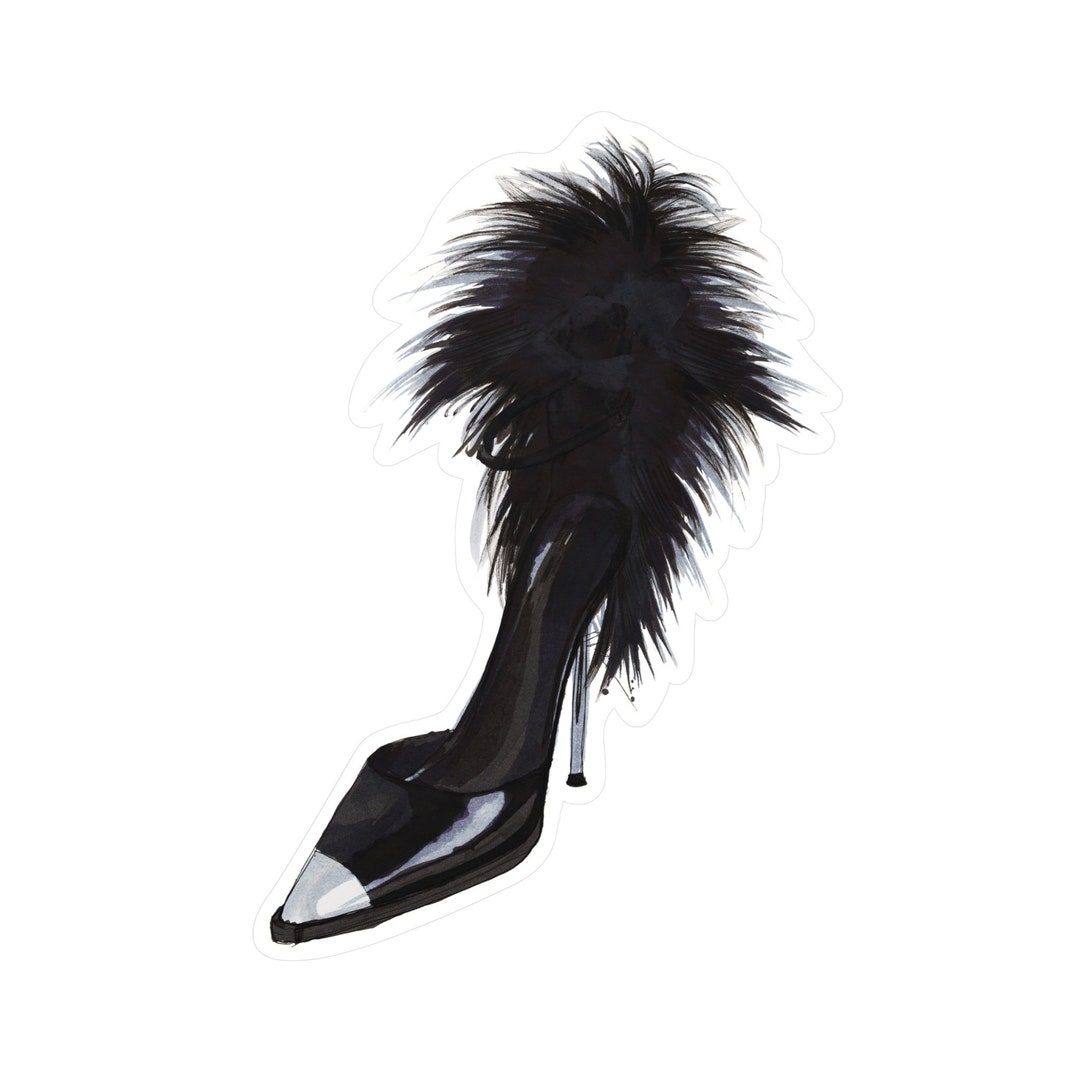 Shoe Sticker, Black Heel With Fur Sticker - Etsy