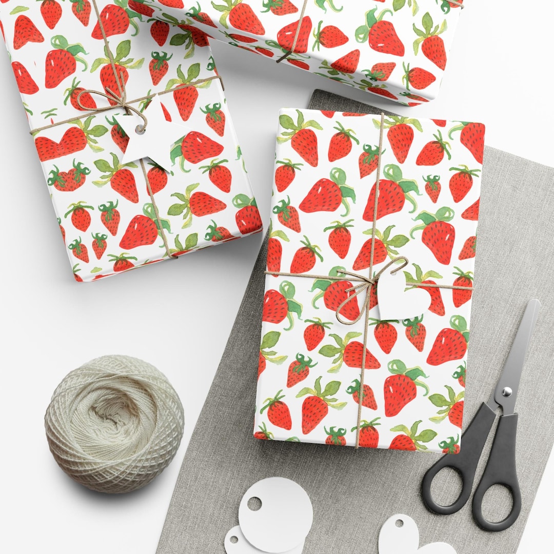 Strawberries Gift Wrap Paper - Etsy