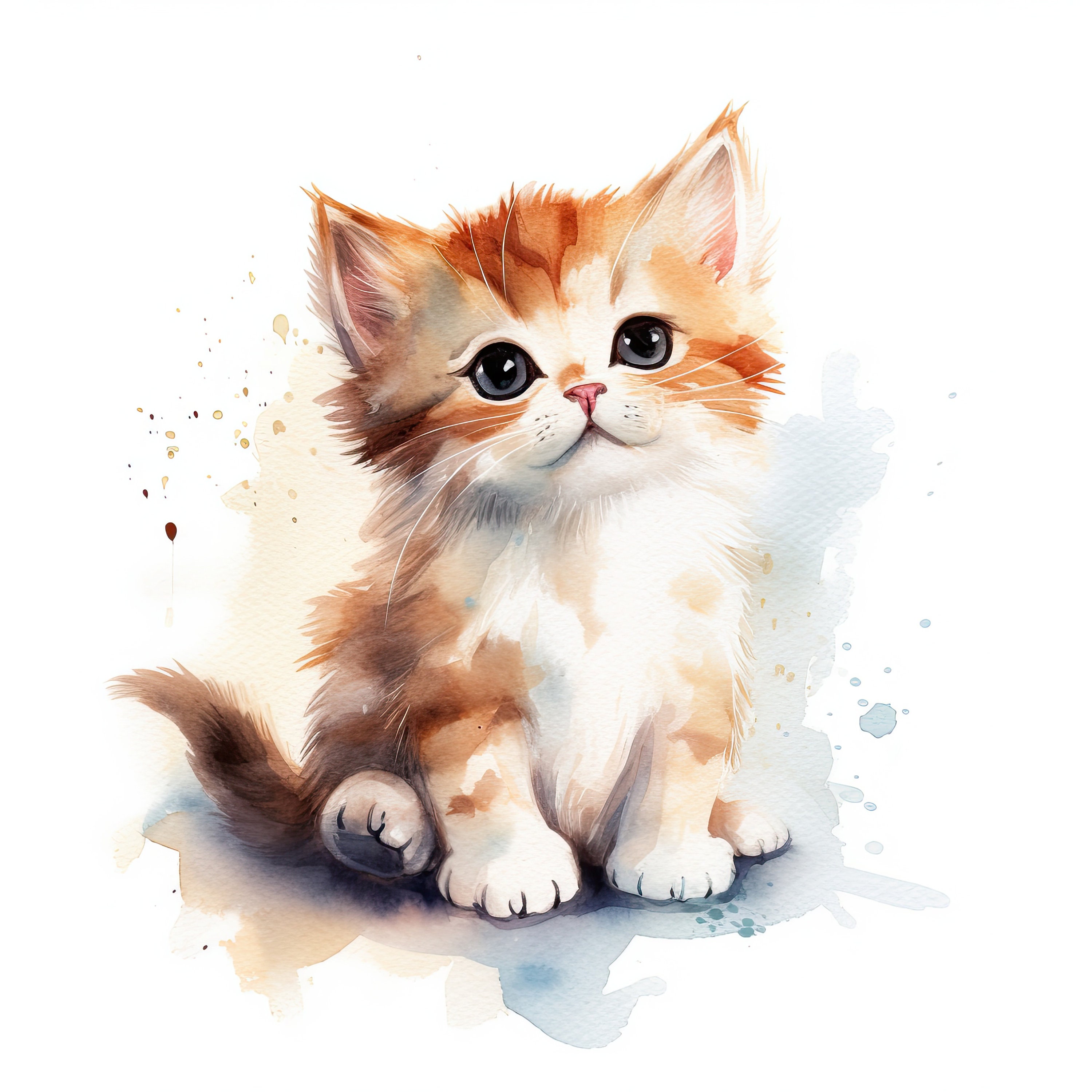 Watercolor Cat Clipart Digital Download Cat Lover Kitty Portrait Art ...