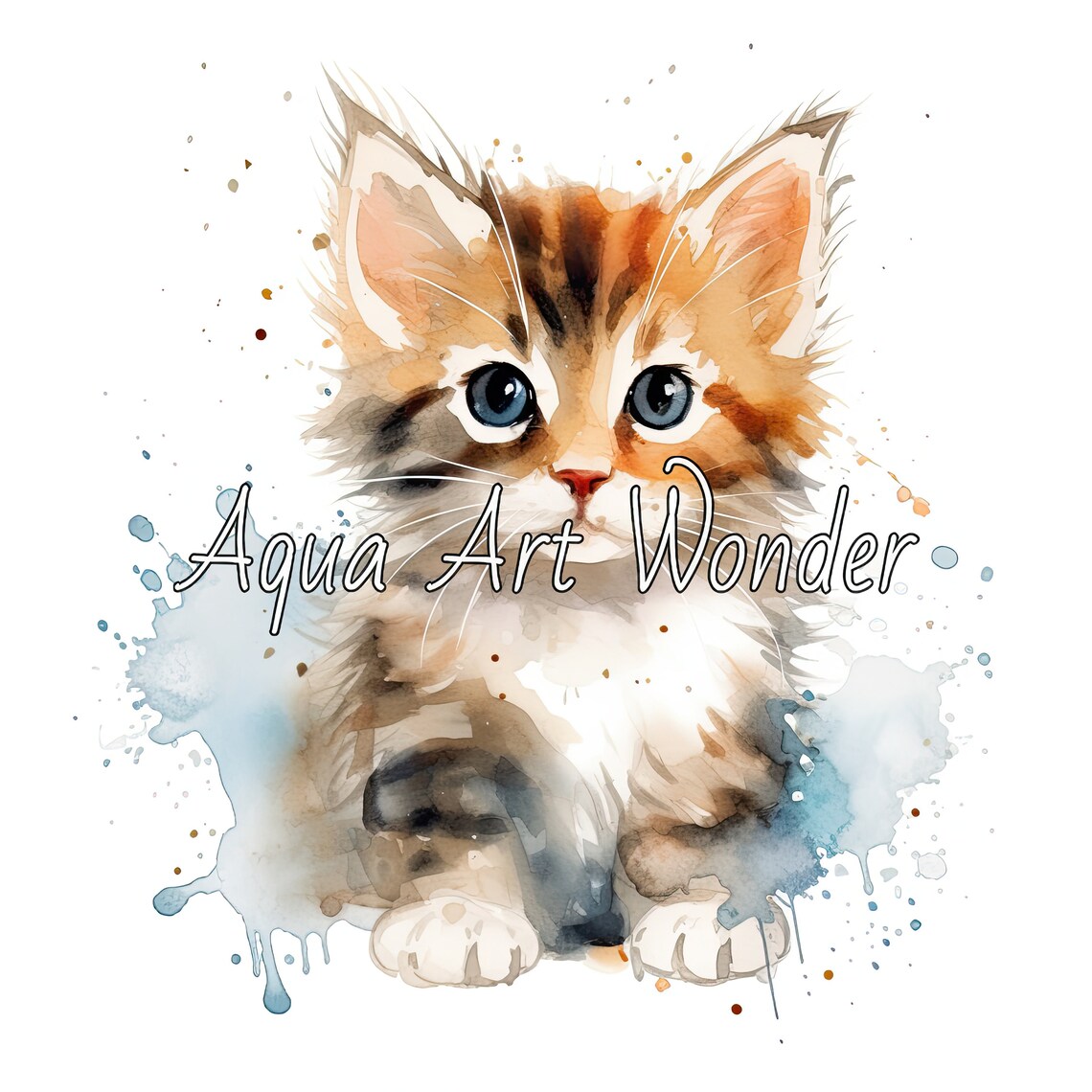Watercolor Cat Clipart Digital Download Cat Lover Kitty Portrait Art ...