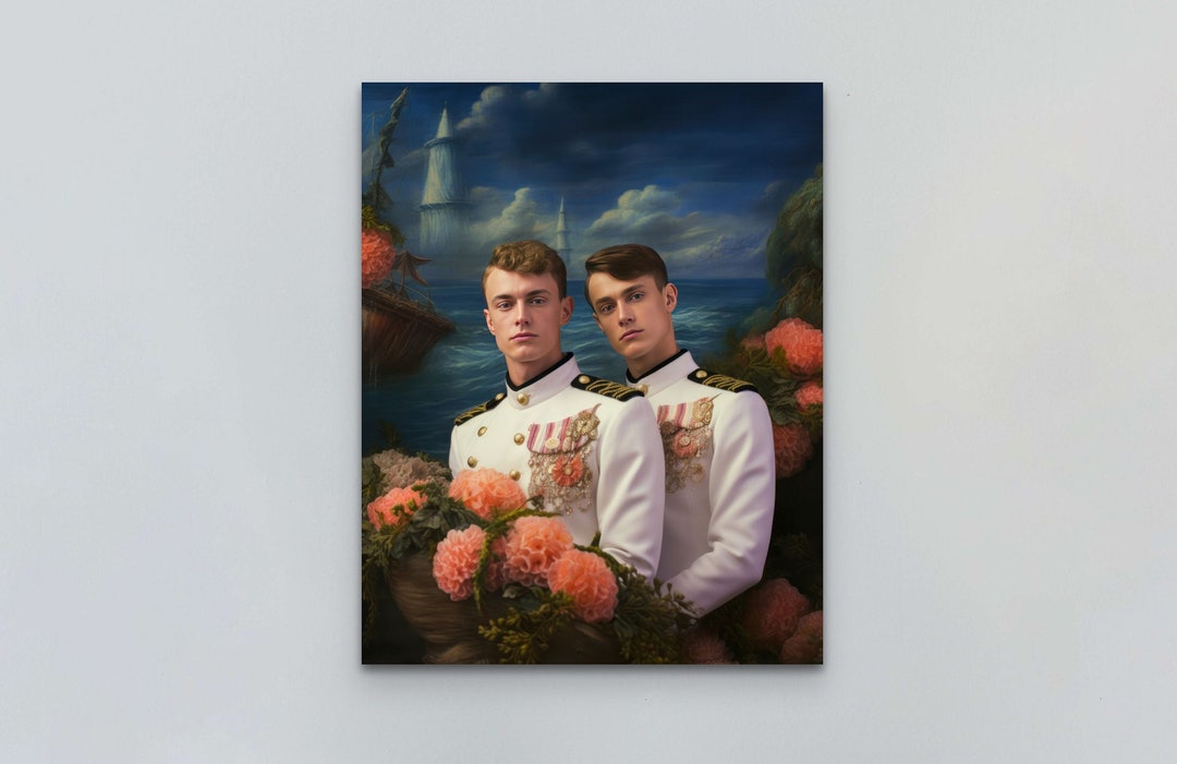 Sea Blooms: Queer Sailor Love Amid Dahlias - Premium Matte Poster - Gay ...