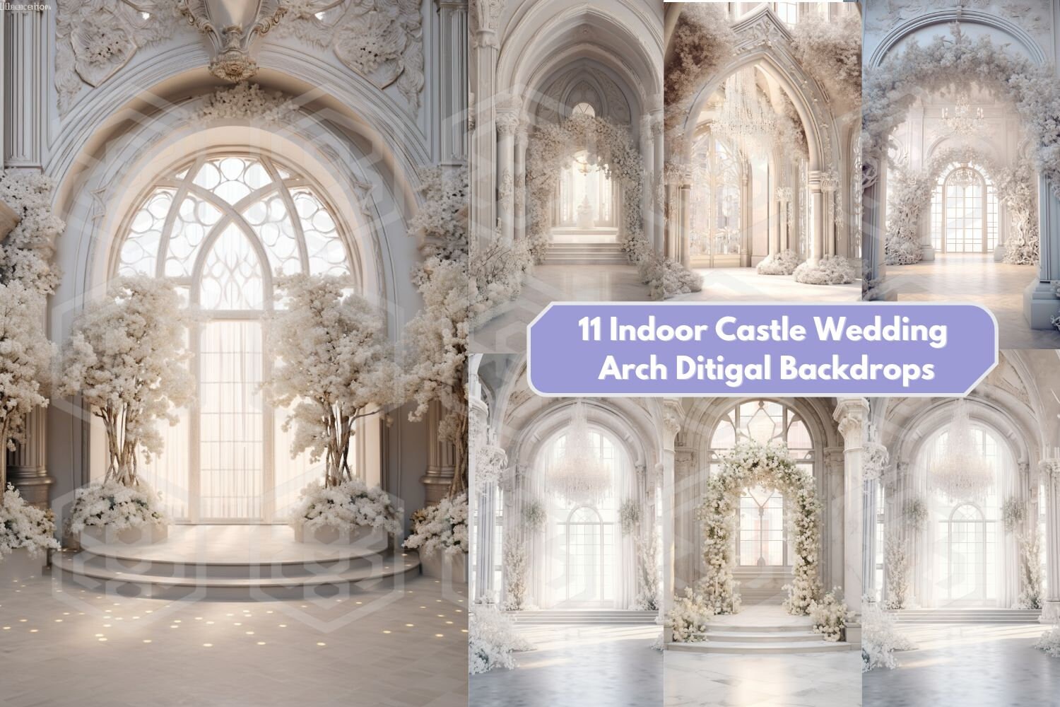Wedding Digital Backdrop: 11 Unique Castle Arch Backdrops, Indoor ...