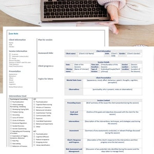 Therapist Case Note Template: Psychology Client Record (PDF & Word ...