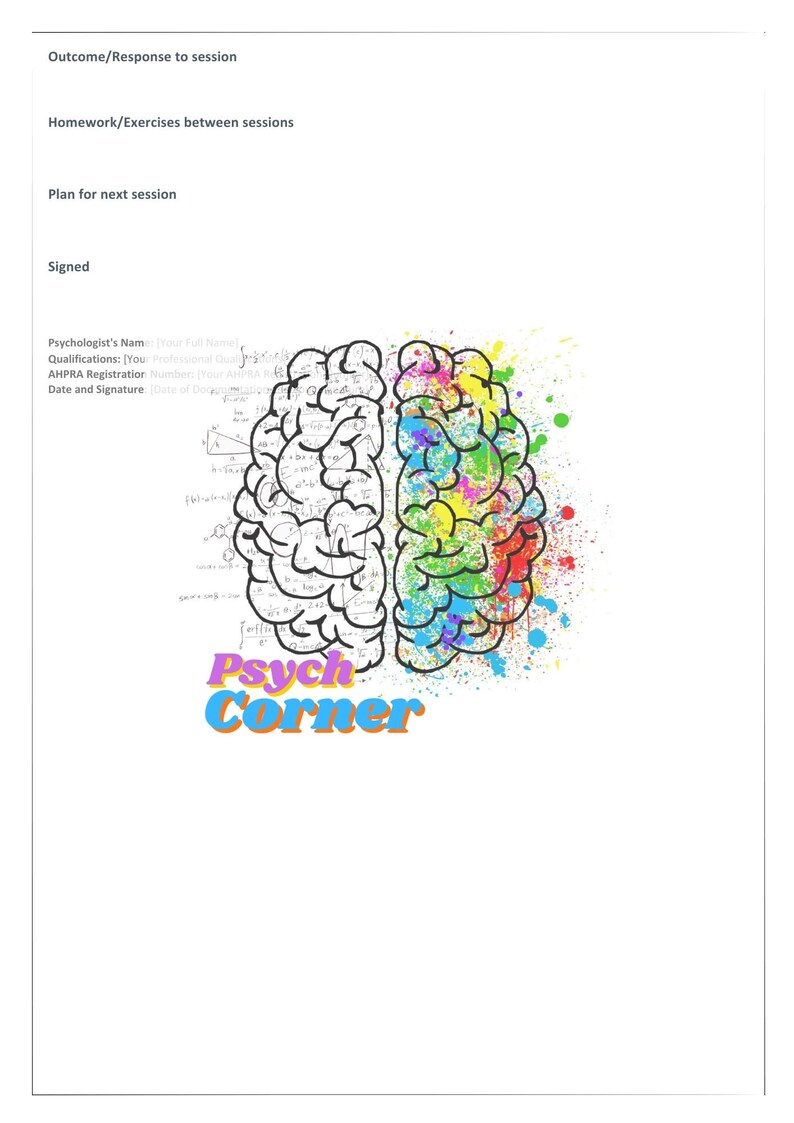 Case Note Template, Progress Note, Client Case Note, Psychology ...