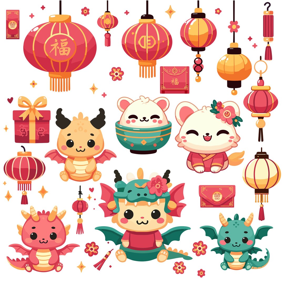 Cute Chinese New Year PNG Bundle - Etsy
