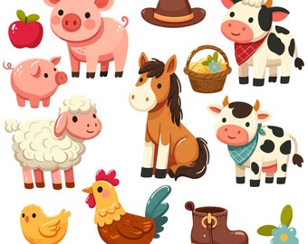 Kawaii Cute Farm PNG Bundle - Etsy