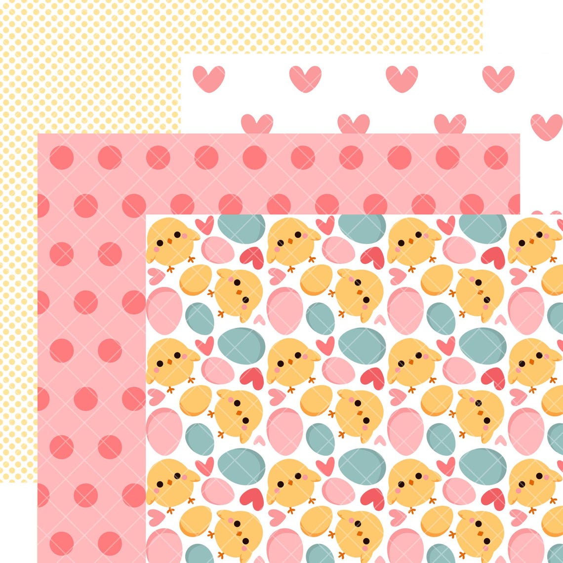 Cute Easter Chicky Chicky Choo Choo Scrapbook Digital Paper Collection ...
