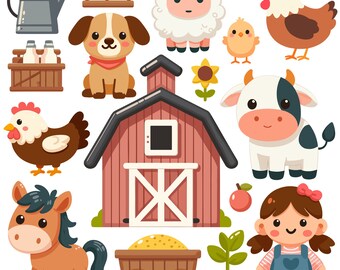 Kawaii Cute Farm PNG Bundle - Etsy