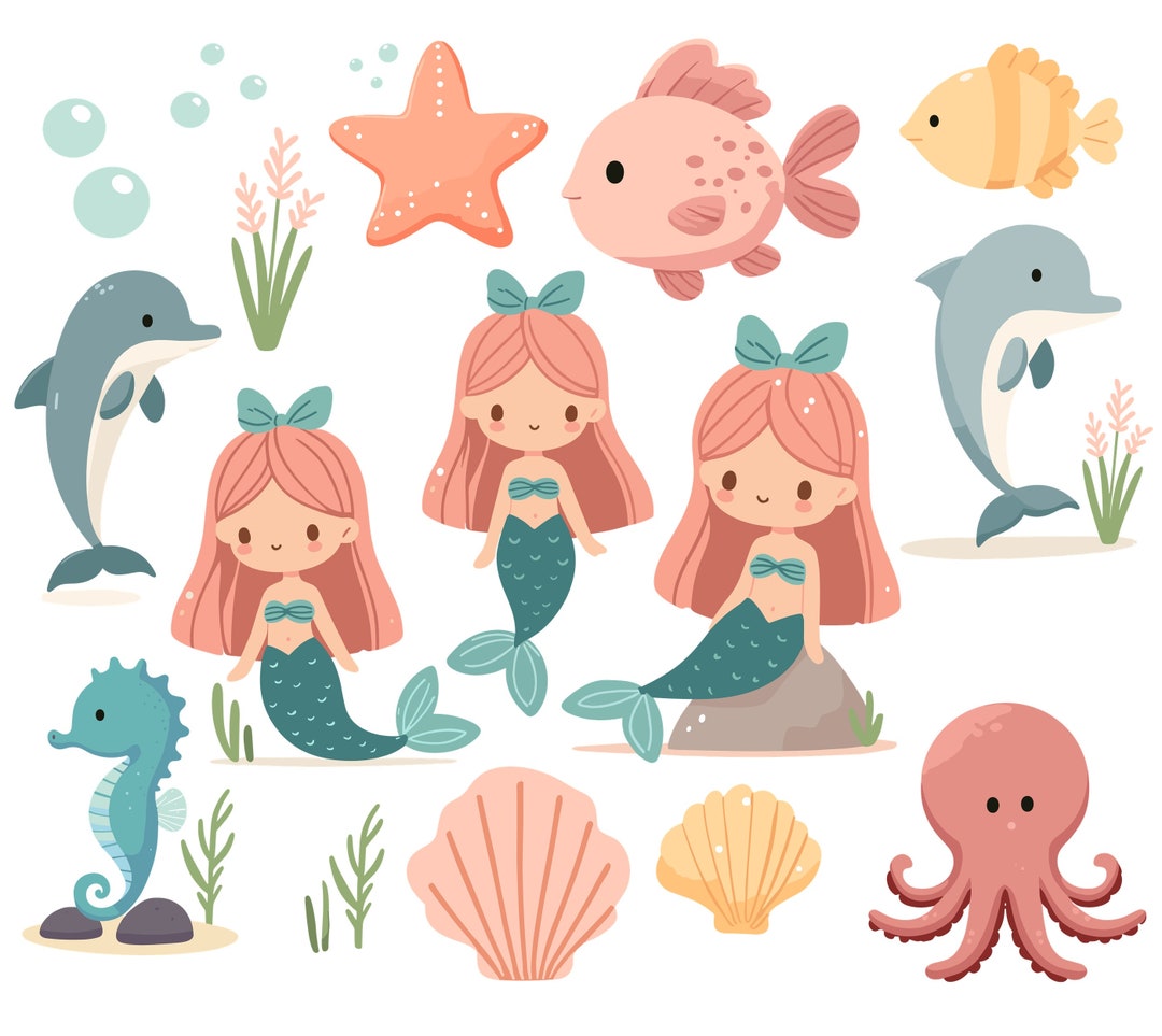 Cute Mermaid PNG Bundle - Etsy