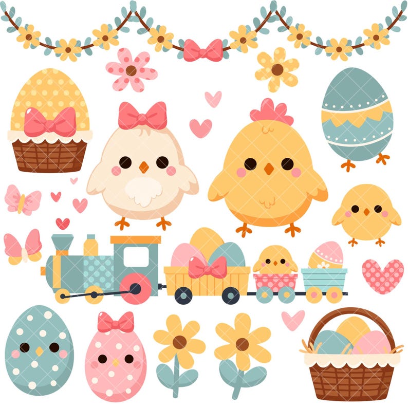 Easter Chicky Chicky Choo Choo PNG Bundle - Etsy