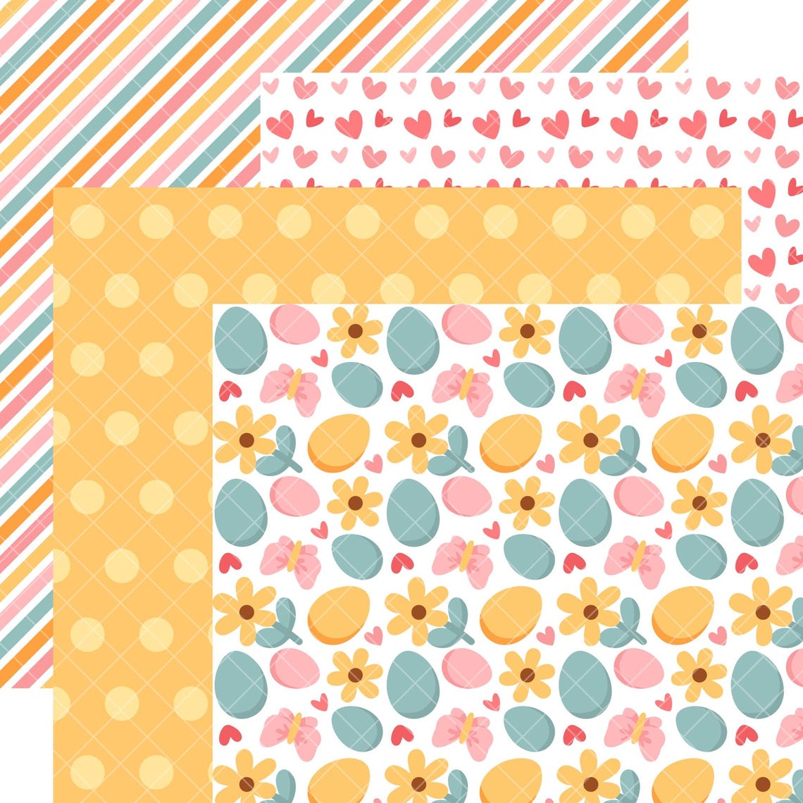 Cute Easter Chicky Chicky Choo Choo Scrapbook Digital Paper Collection ...