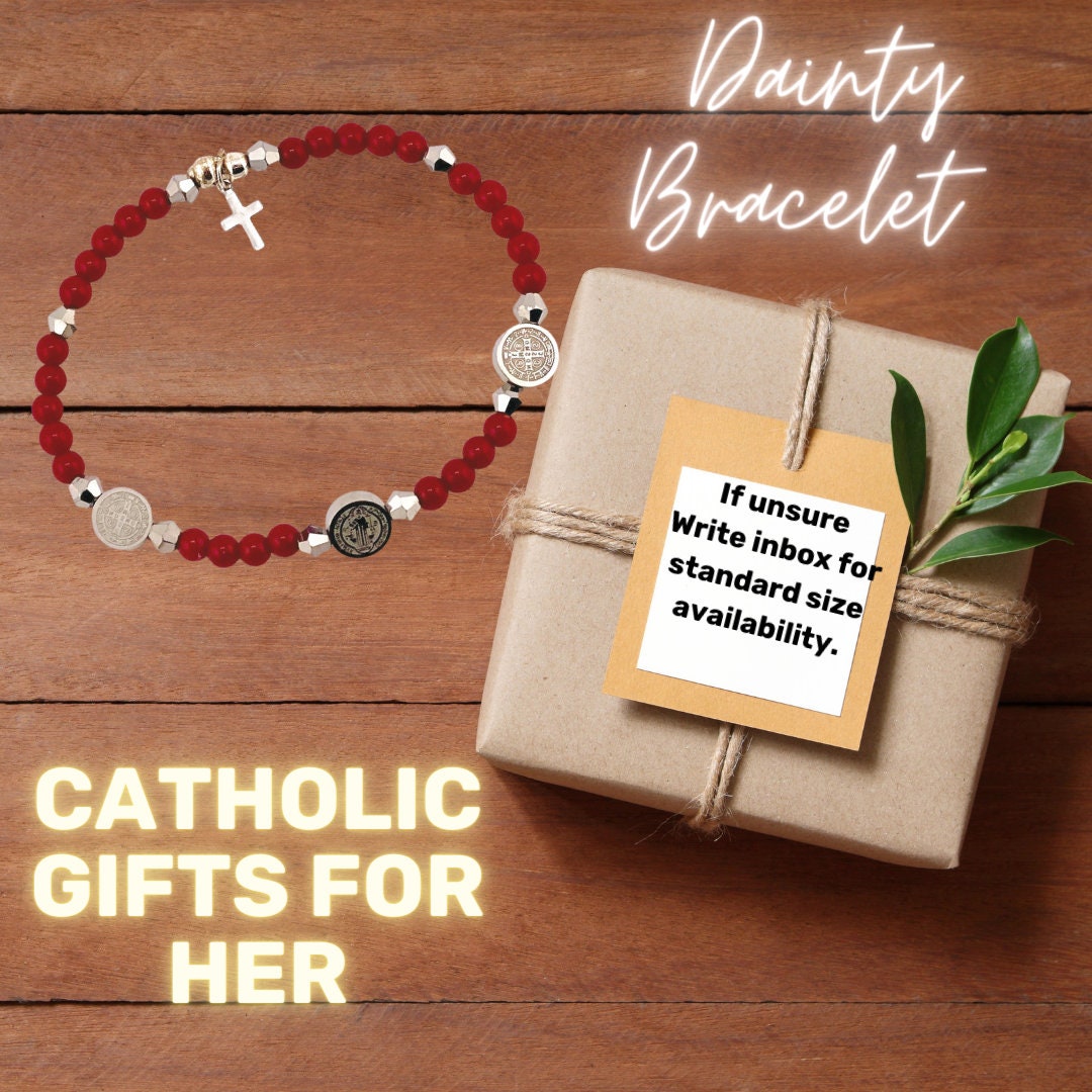 St Benedict Red Jade Stainless Steel Protection Bracelet - Etsy