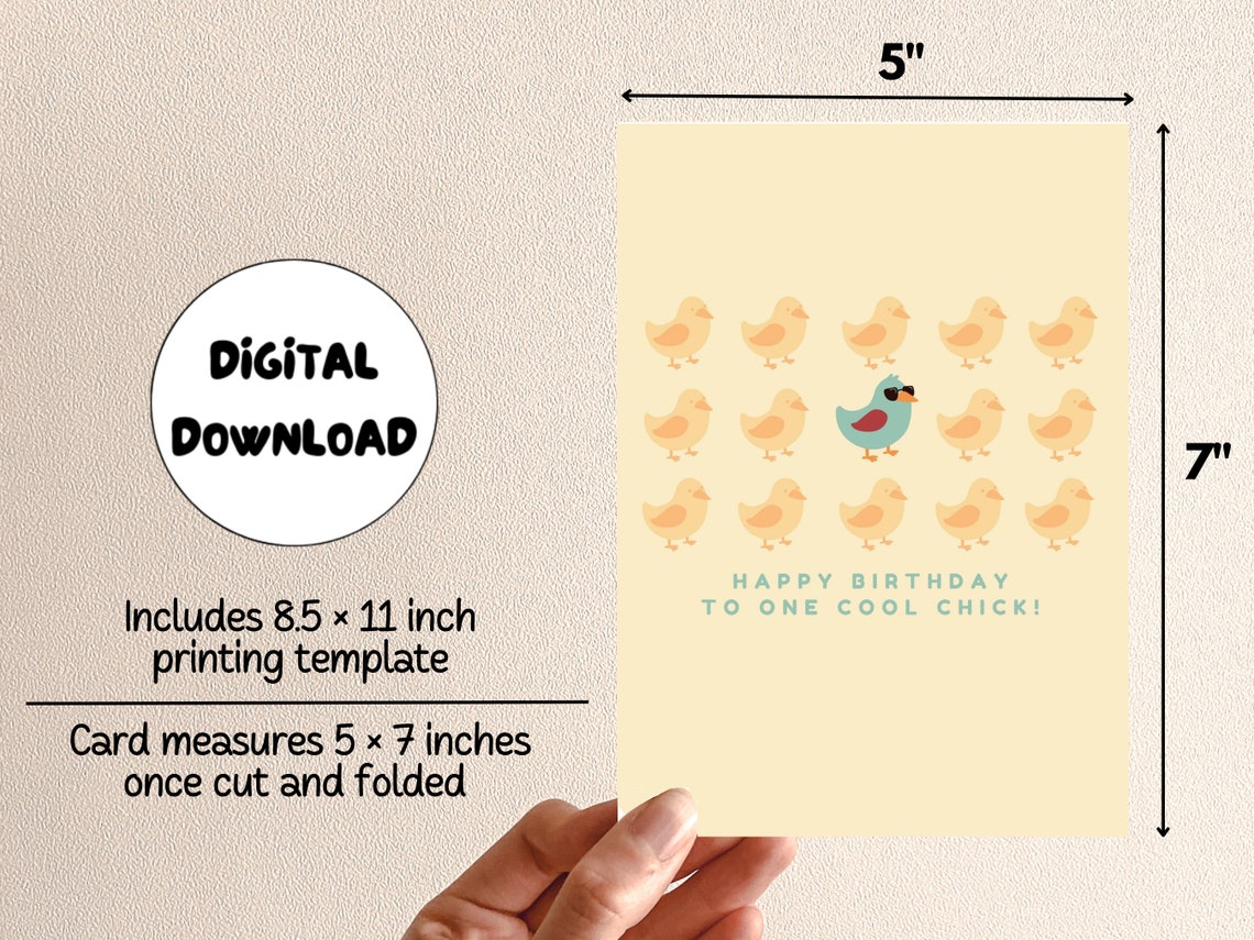 Printable Chick Birthday Card, Printable Birthday Card Funny, Digital ...