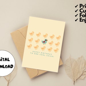 Printable Chick Birthday Card, Printable Birthday Card Funny, Digital ...