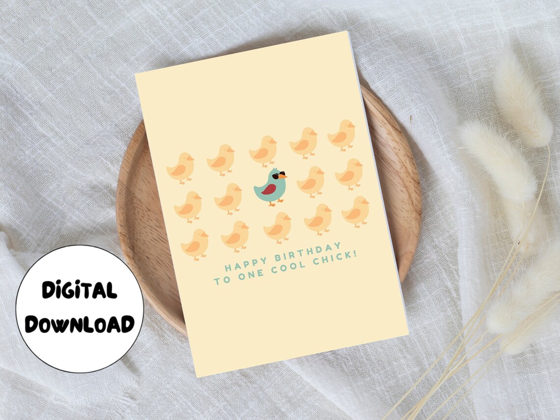 Printable Chick Birthday Card, Printable Birthday Card Funny, Digital ...