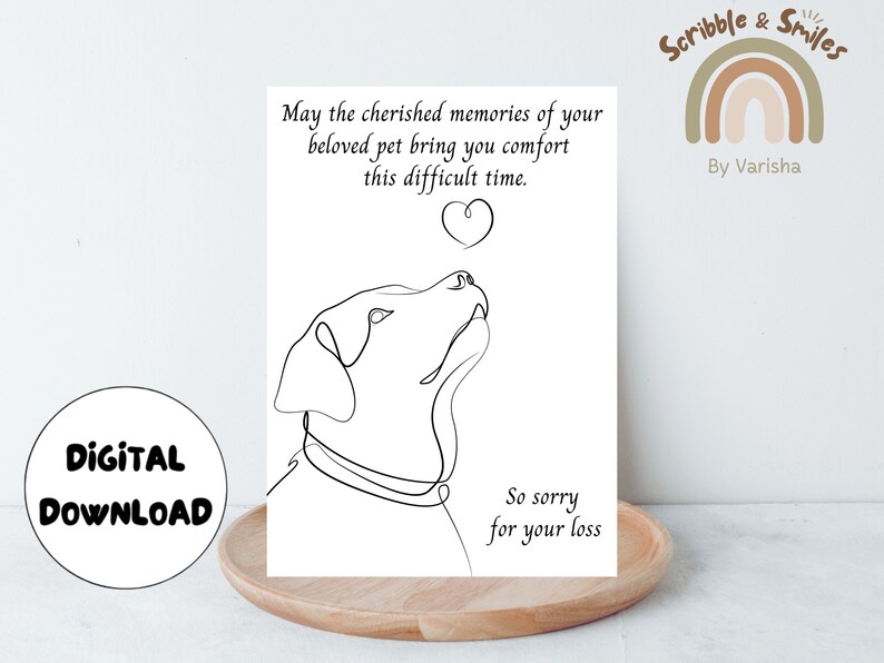 Dog Loss Card, Dog Sympathy Card, Printable Pet Loss Card, Pet Memorial ...