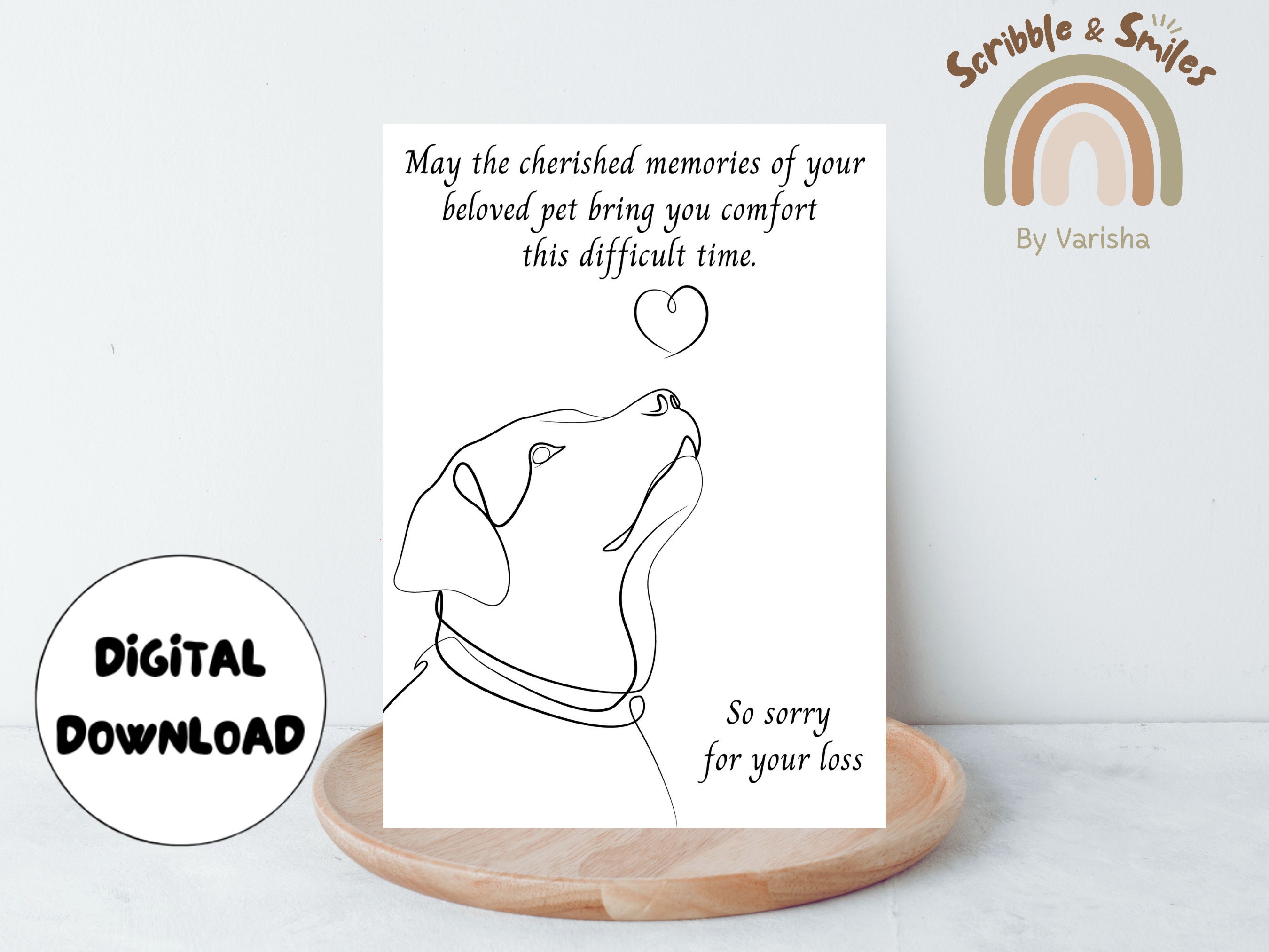 Dog Loss Card, Dog Sympathy Card, Printable Pet Loss Card, Pet Memorial Card, Pet Card Loss ...