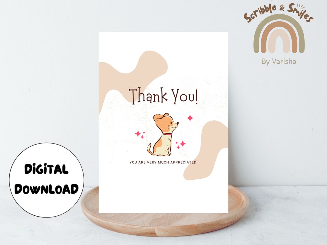 Printable Thank You Card Funny, Dog Thank You Cards, Digital Thank You ...