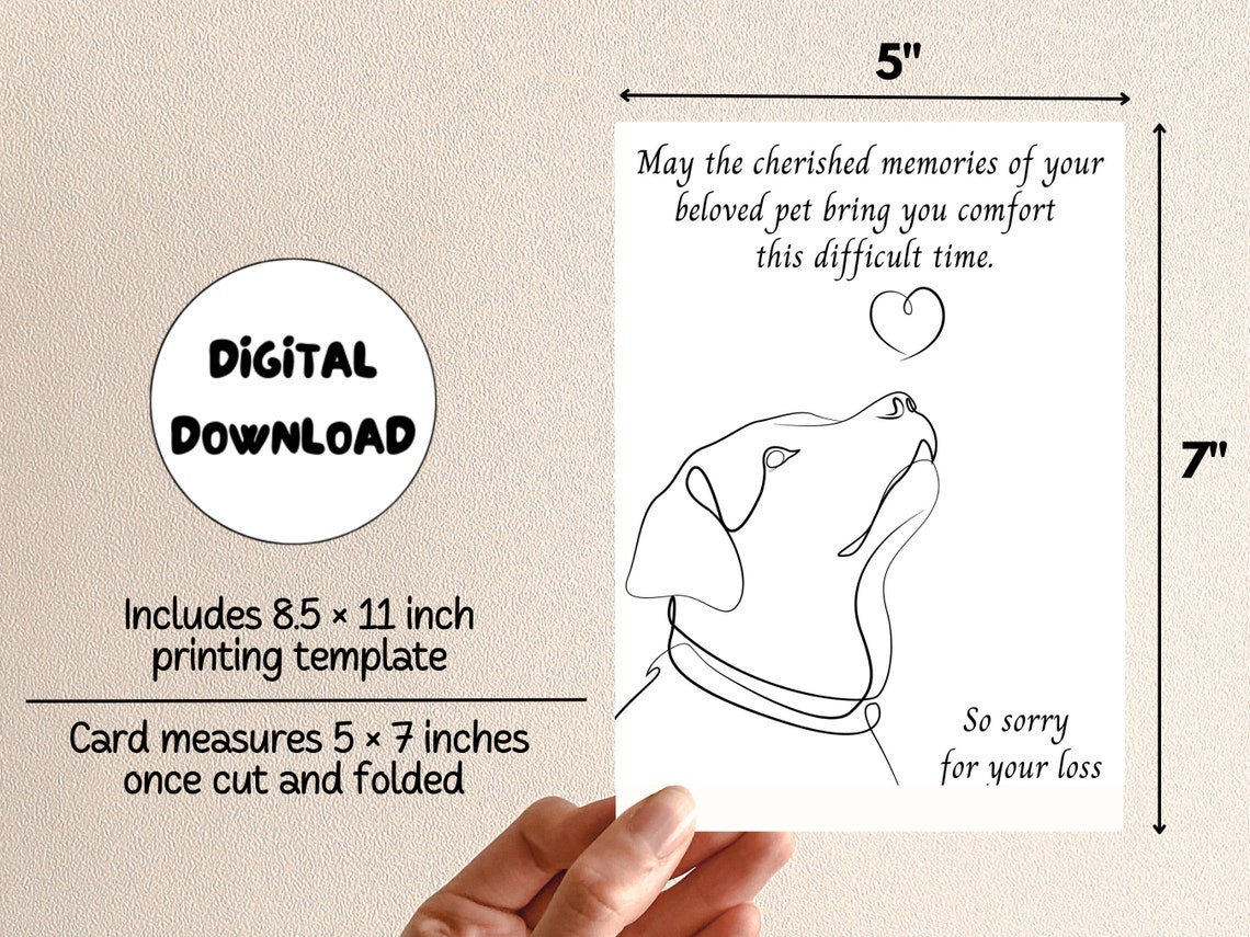 Dog Loss Card, Dog Sympathy Card, Printable Pet Loss Card, Pet Memorial ...