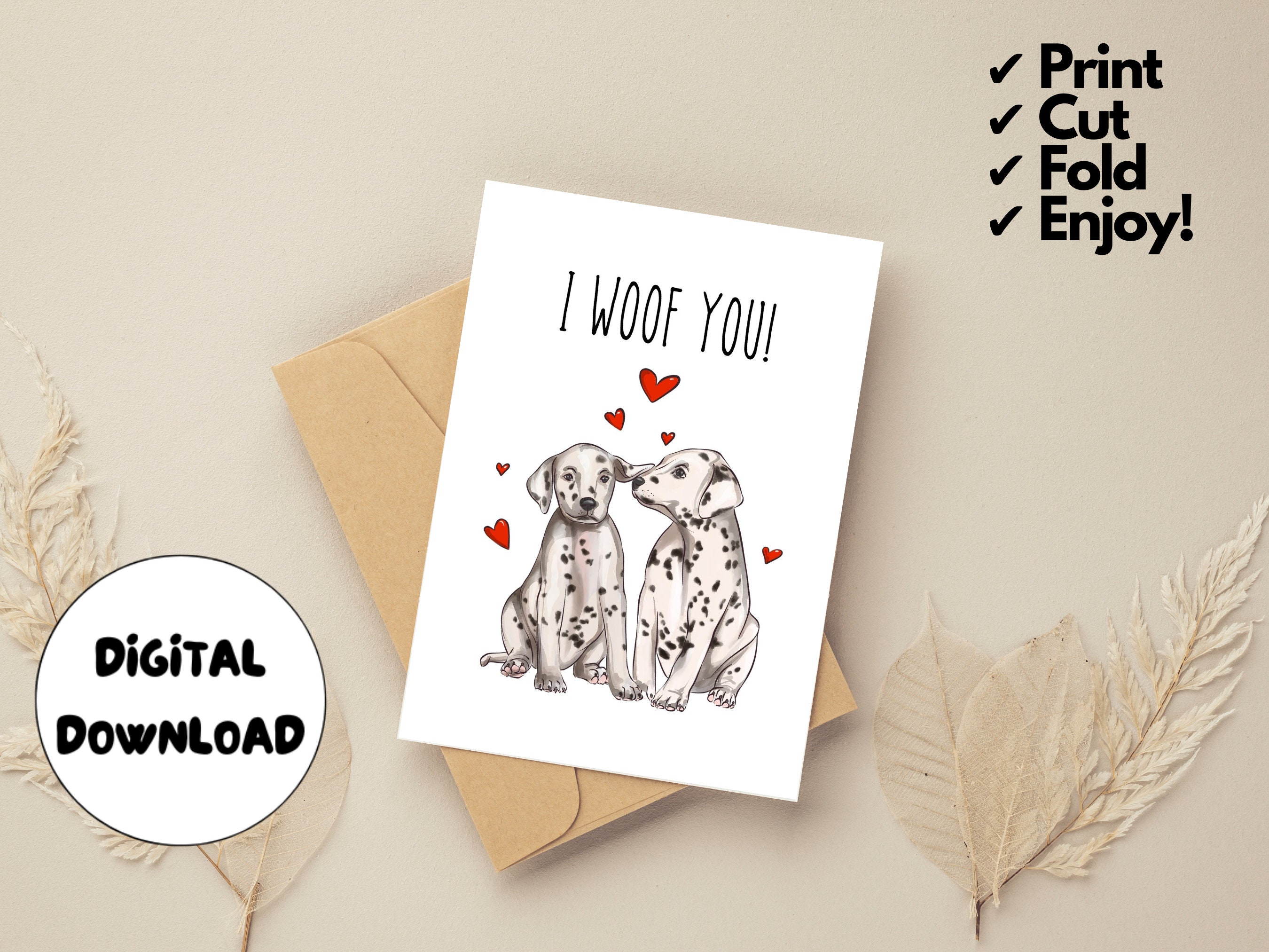 Printable Dog Love Card, Printable Birthday Card Funny, Digital ...