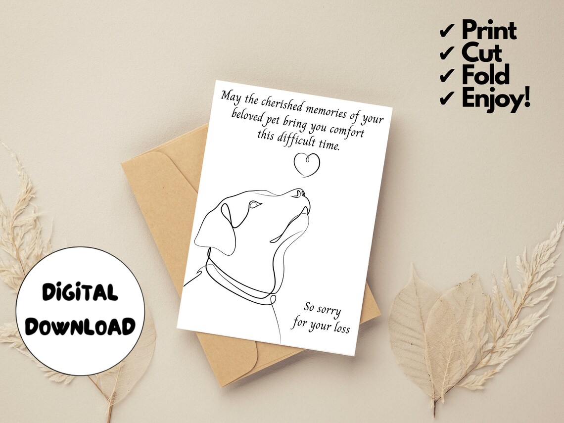 Dog Loss Card, Dog Sympathy Card, Printable Pet Loss Card, Pet Memorial ...