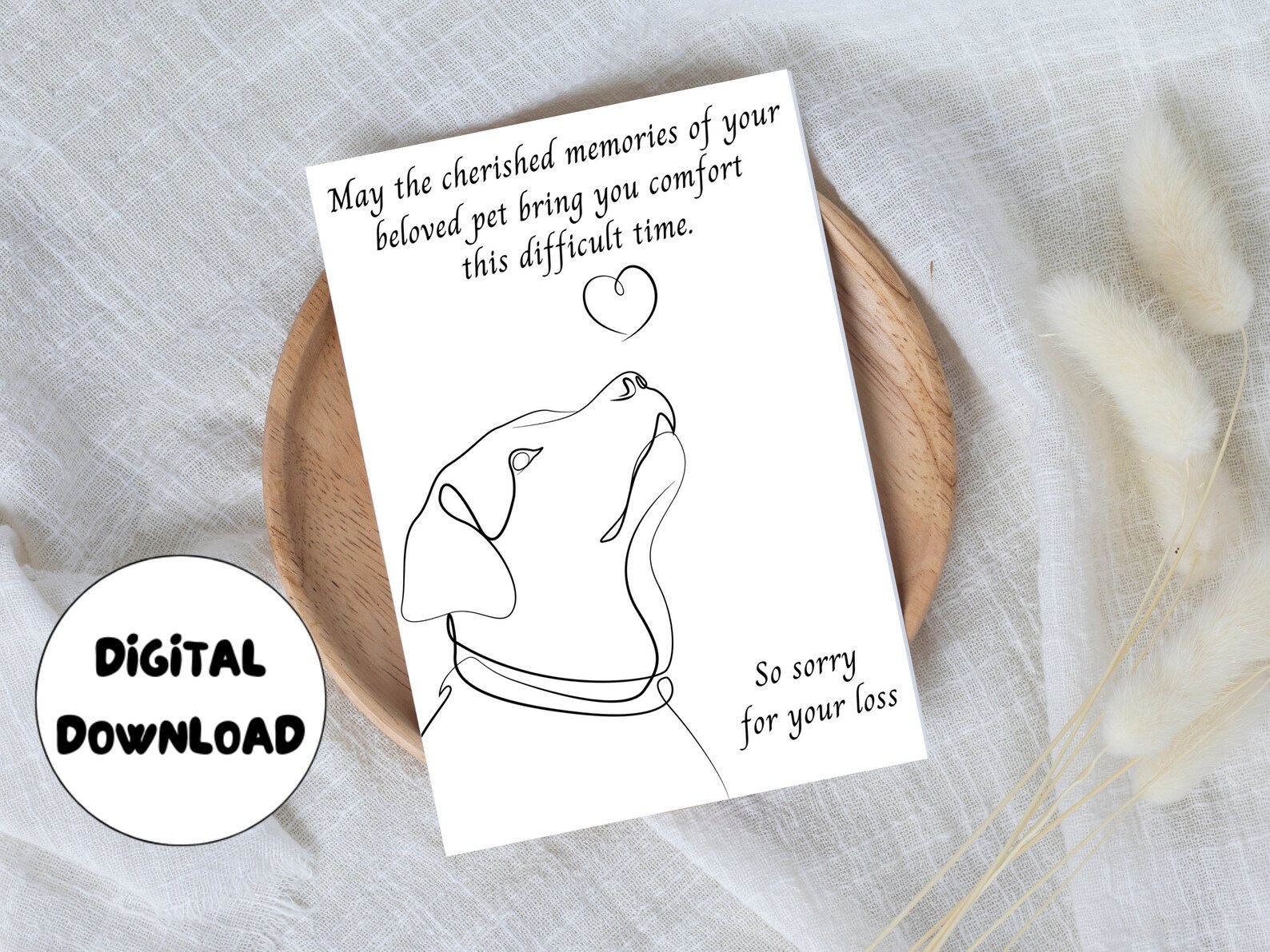 Dog Loss Card, Dog Sympathy Card, Printable Pet Loss Card, Pet Memorial ...