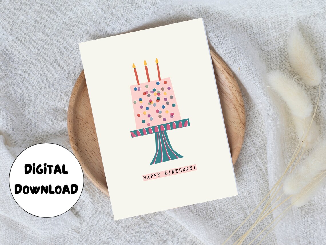 Printable Birthday Card, Cake Birthday Card, Birthday Card for Kids ...