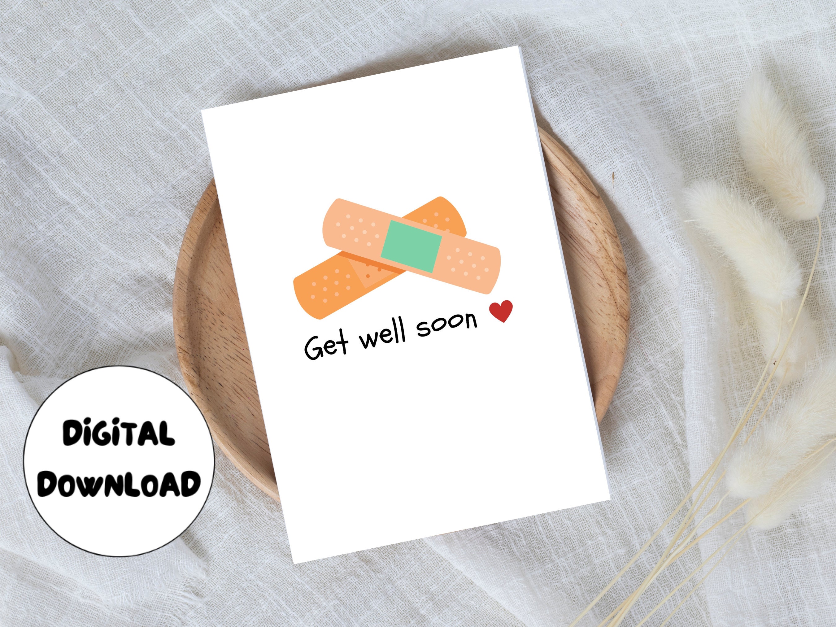 Printable Get Well Soon Card, Bandage Get Well Card, Cute Get Well Card ...