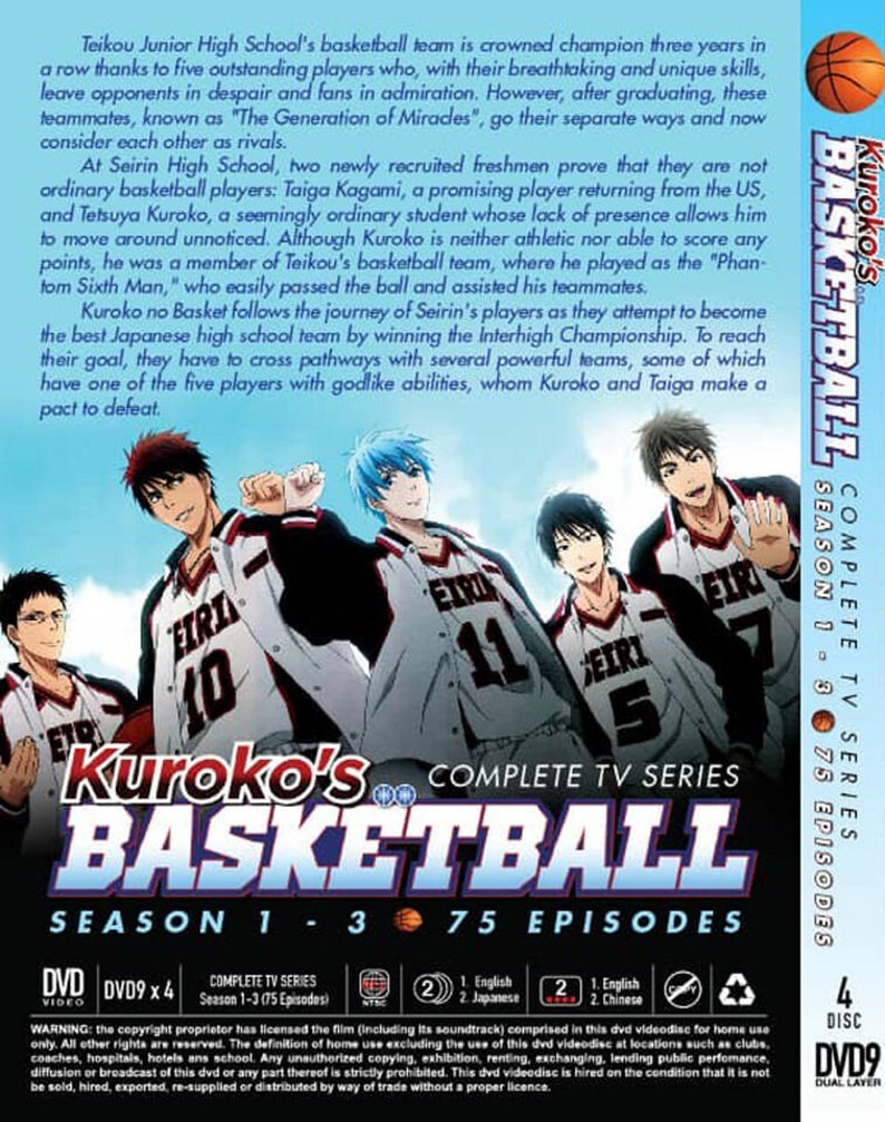 DVD Anime~english Dubbed~kuroko's Basketball Season 1-3(1-75end)- Free ...