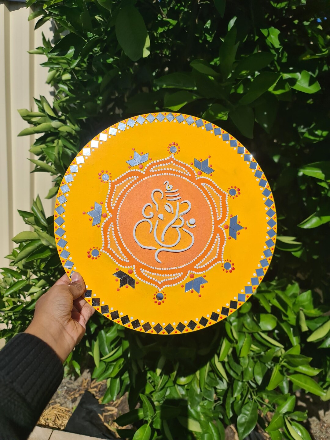 Indian Ganesh Lippan Mirror Art - Etsy