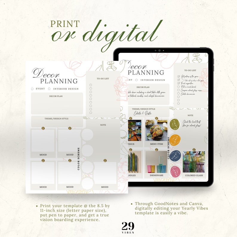 Decor Planning Template Digital Template Printable Template Event ...