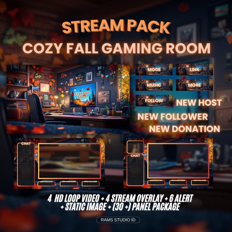 Cozy Fall Gaming Room Stream Overlay Pack | Streaming Package | Stream ...