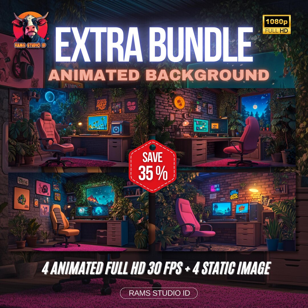 Extra Bundle Animated Background Modern Computer Studio | Seamless ...