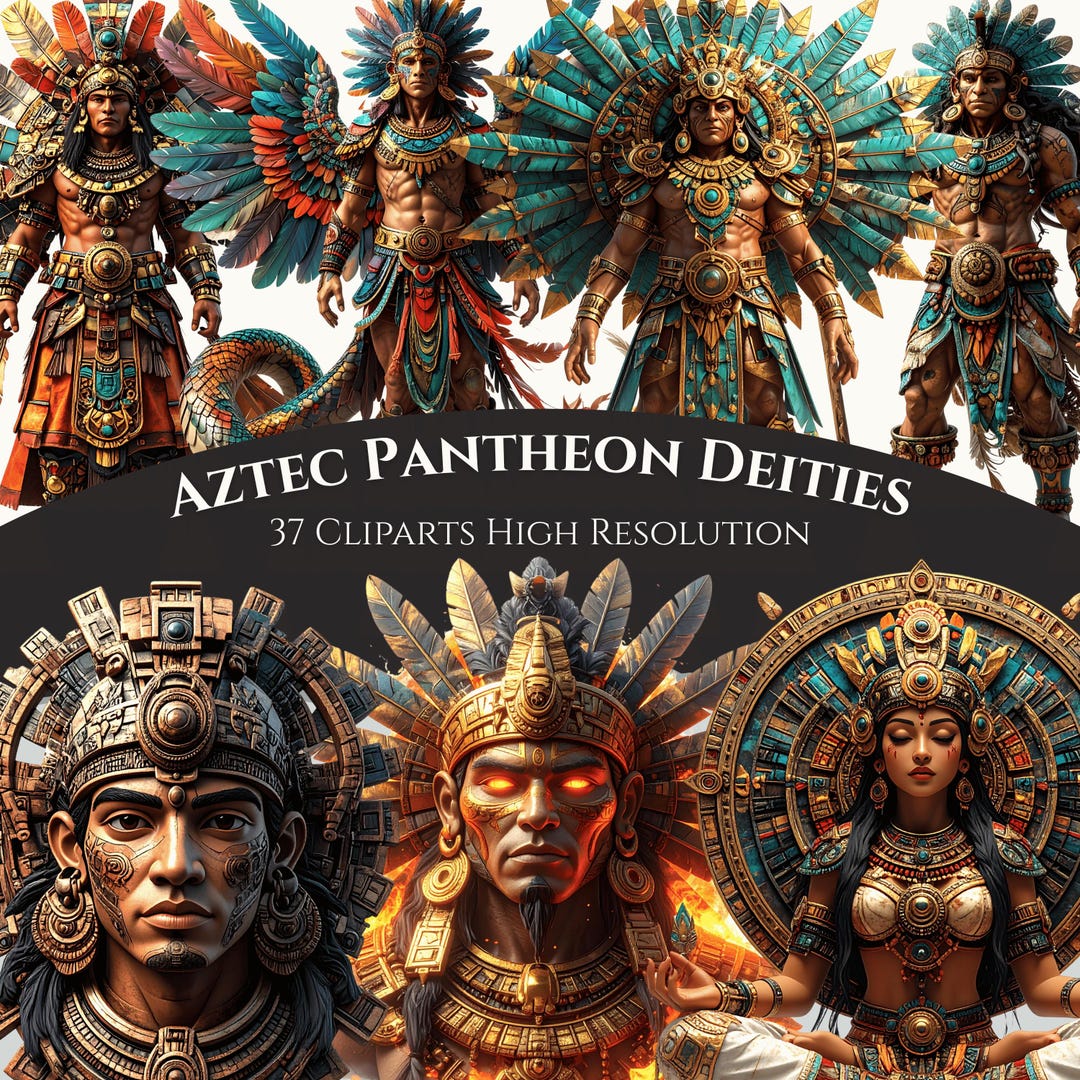 Aztec Pantheon Deities Clipart – Mesoamerican Mythology PNG Bundle ...