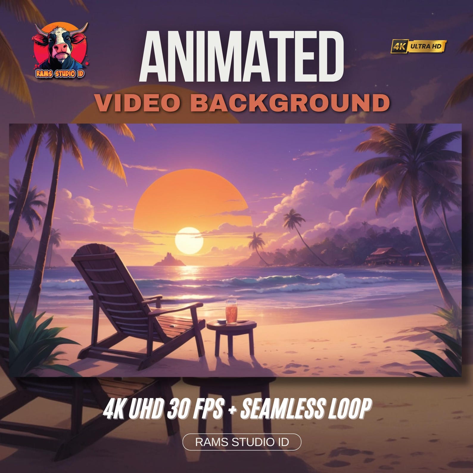 Animated Background | Cozy Seaside Sunset | Loop Background for Vtubers ...